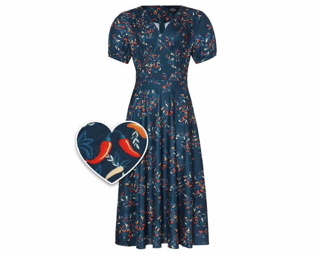 Julia Navy Blue Chili Midi Dress - Etsy