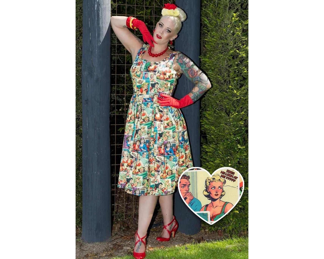 Amanda Vintage Comic Print Dress - Etsy