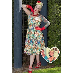 Amanda Vintage Comic Print Dress - Etsy