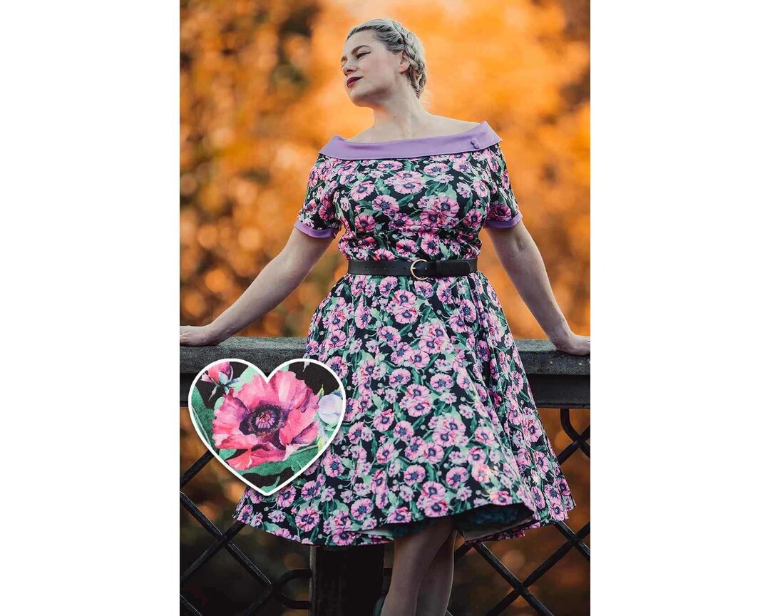 Darlene Purple Poppy Swing Dress - Etsy
