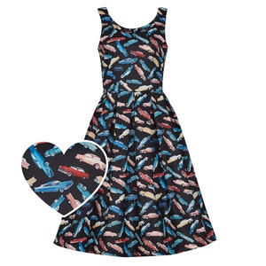 50s Style Classic Car Mustang Swing Dress in Black With Pockets - Etsy