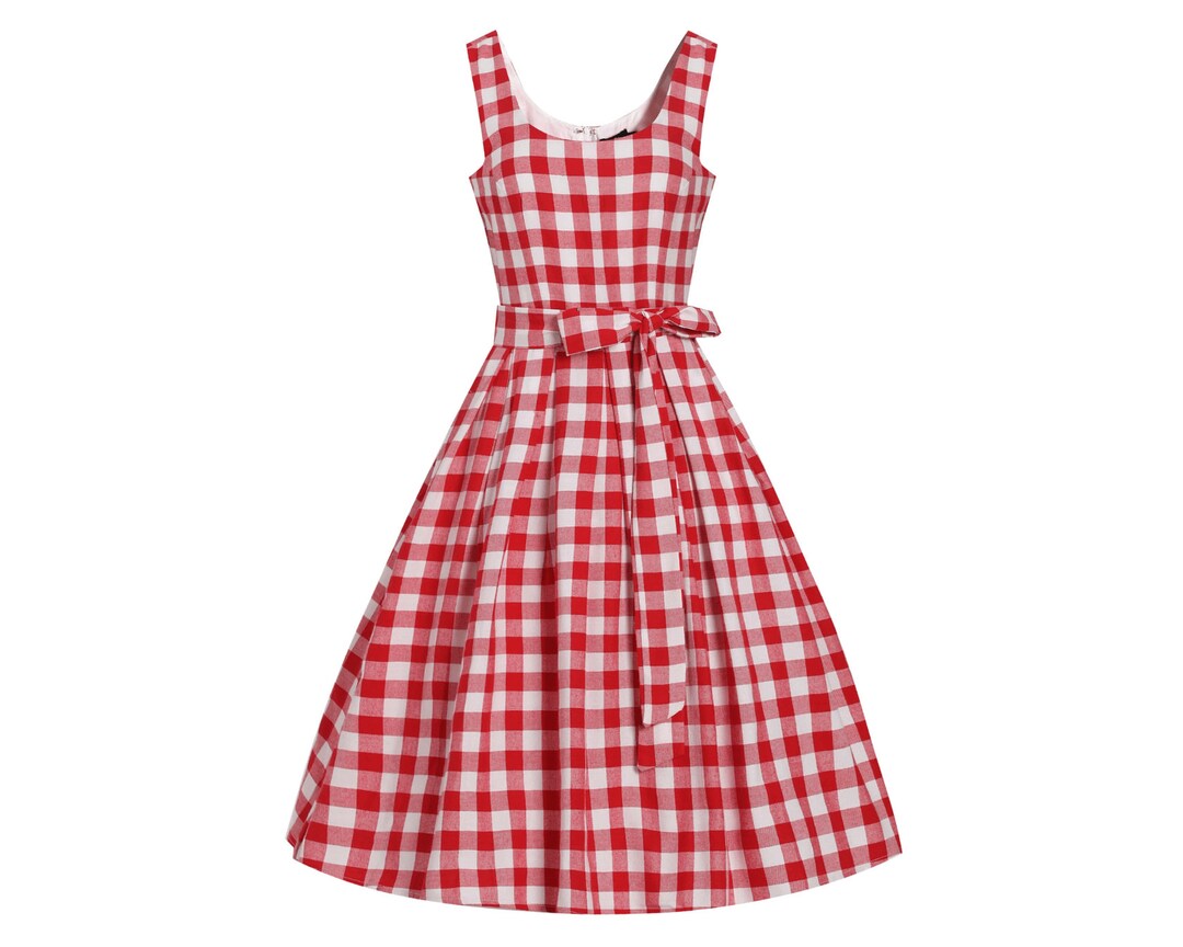 Amanda Retro Red Gingham Fit and Flared Dress - Etsy