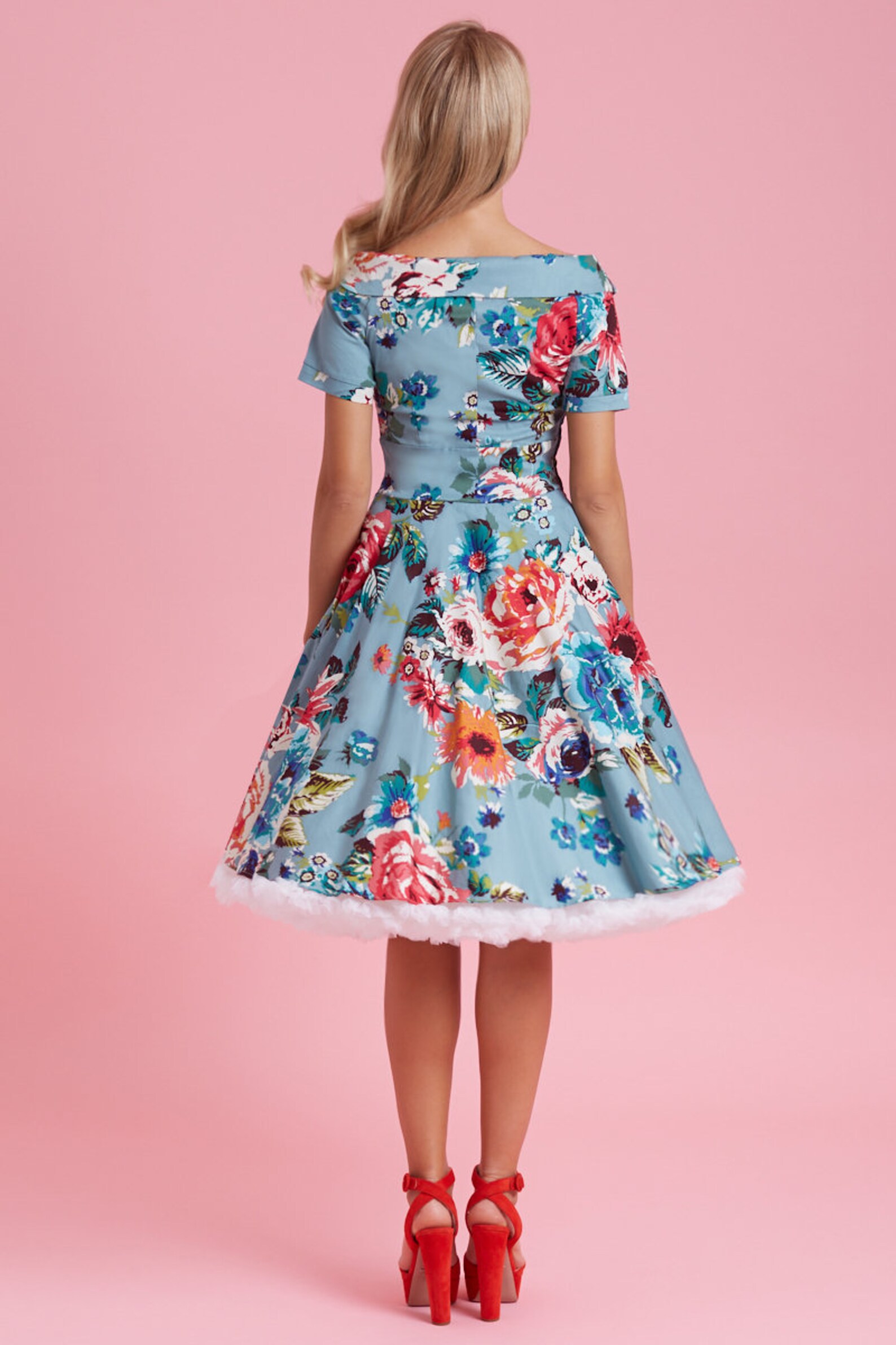 Darlene Blue Floral Swing Dress - Etsy UK