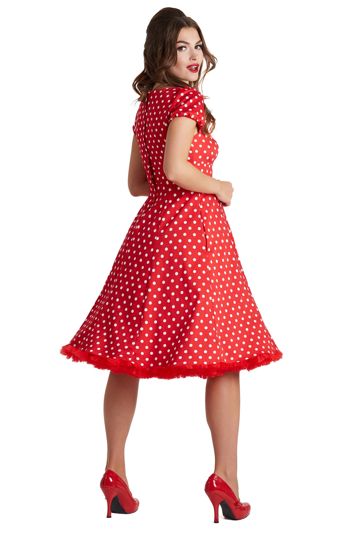 Claudia Flirty Fifties Style Dress in Red - Etsy