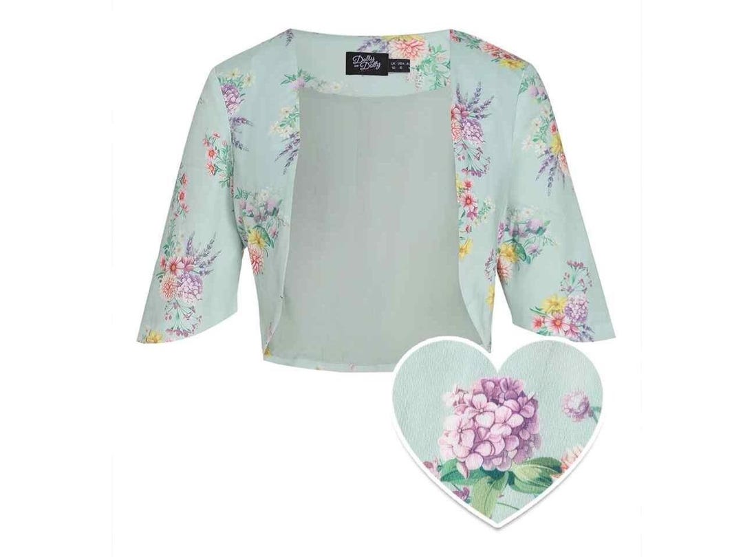 Lisette Pastel Floral Bolero Jacket in Light Green - Etsy