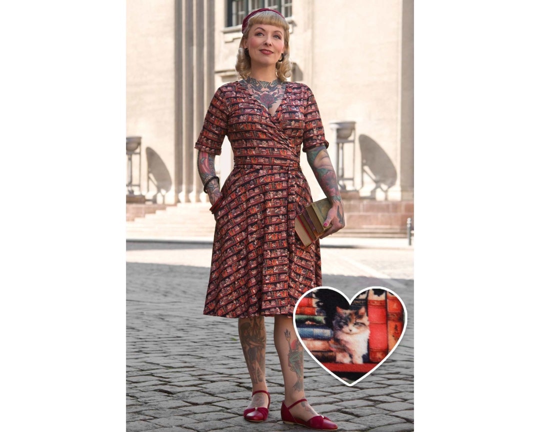 Matilda Cat & Book Wrap Dress - Etsy