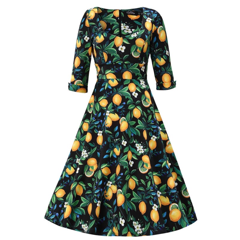 Blue Dress With Lemon Print - Etsy