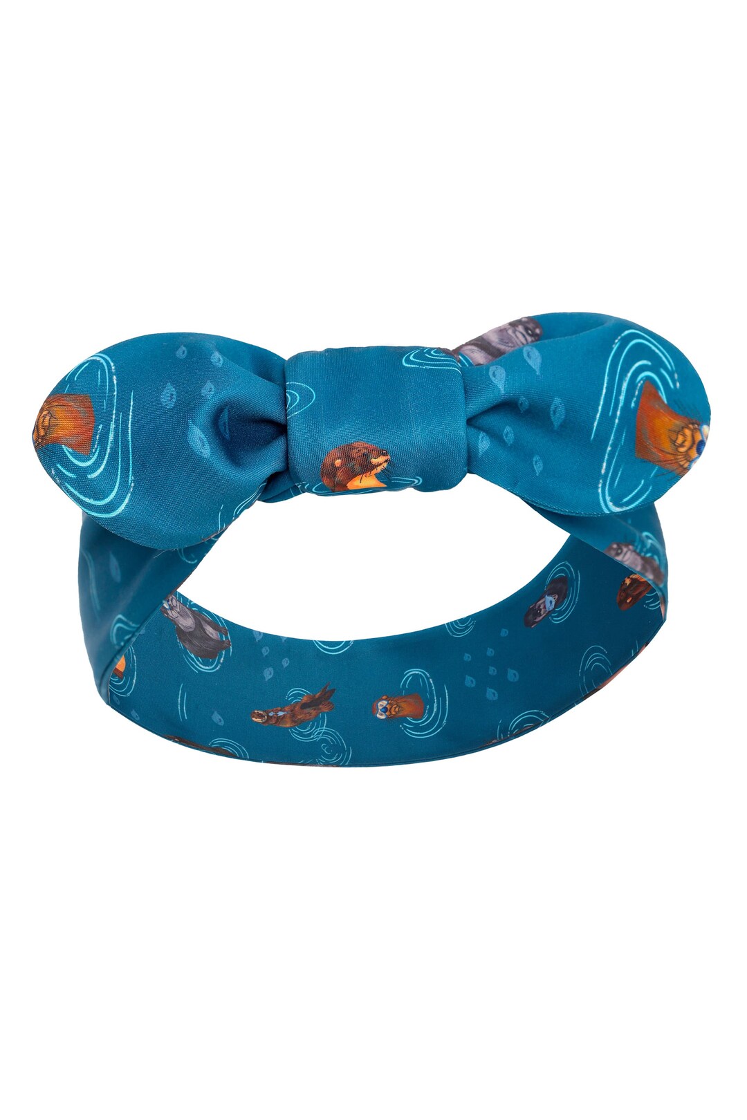 Tie Knot Headband in Blue Otter Print - Etsy