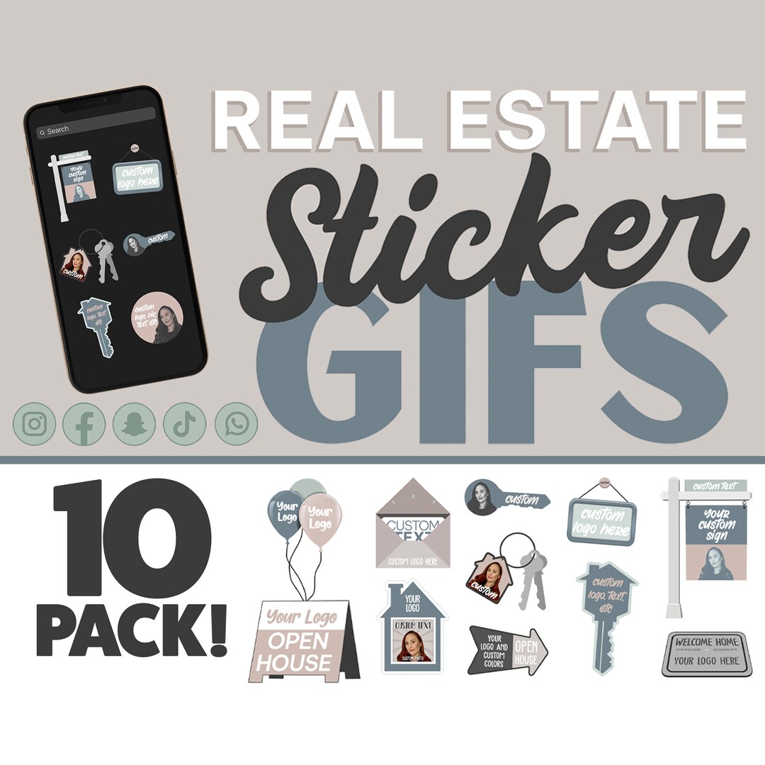 Real Estate Custom Animated Giphy Gif Stickers for Social Media Stories ...