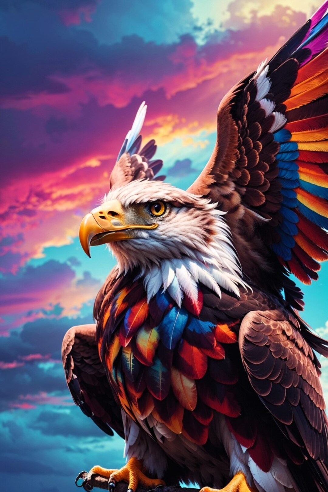 Psychedelic Bald Eagle Digital Art Download - Unique AI Generated ...