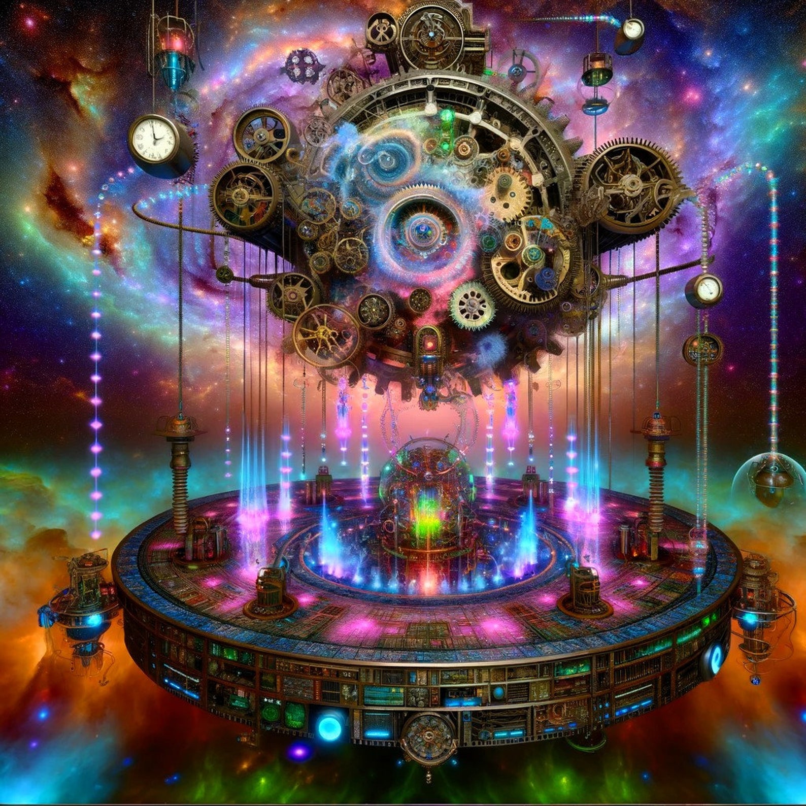 Digital Trippin AI Generated Steampunk Psychedelic Digital Art: chrono ...