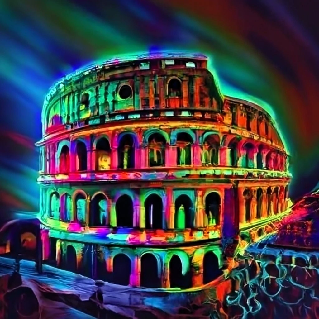 Ai-generated Psychedelic Architectural Marvels: Colosseum Digital Art ...
