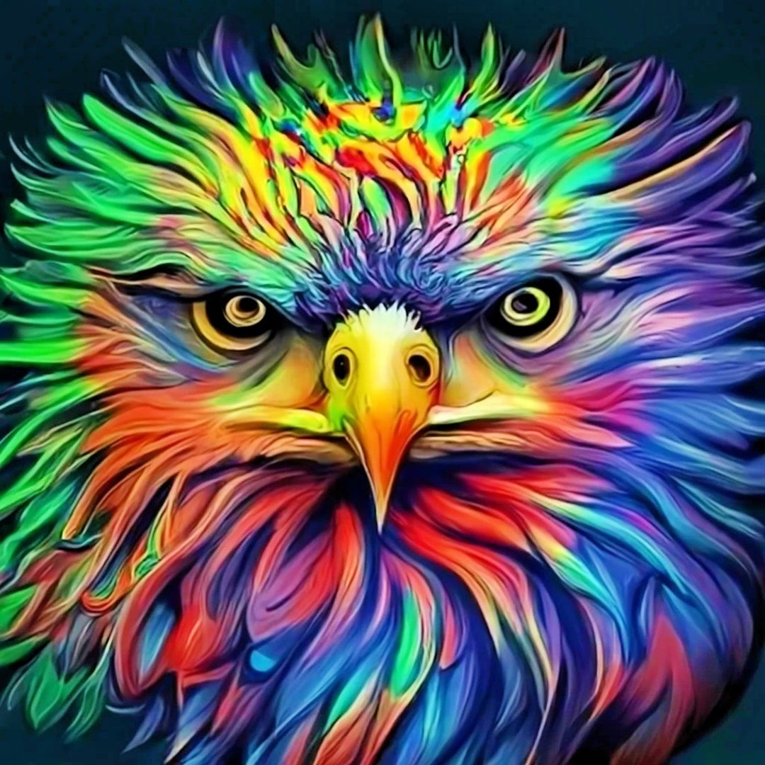Psychedelic Bald Eagle Digital Art Download Unique AI - Etsy