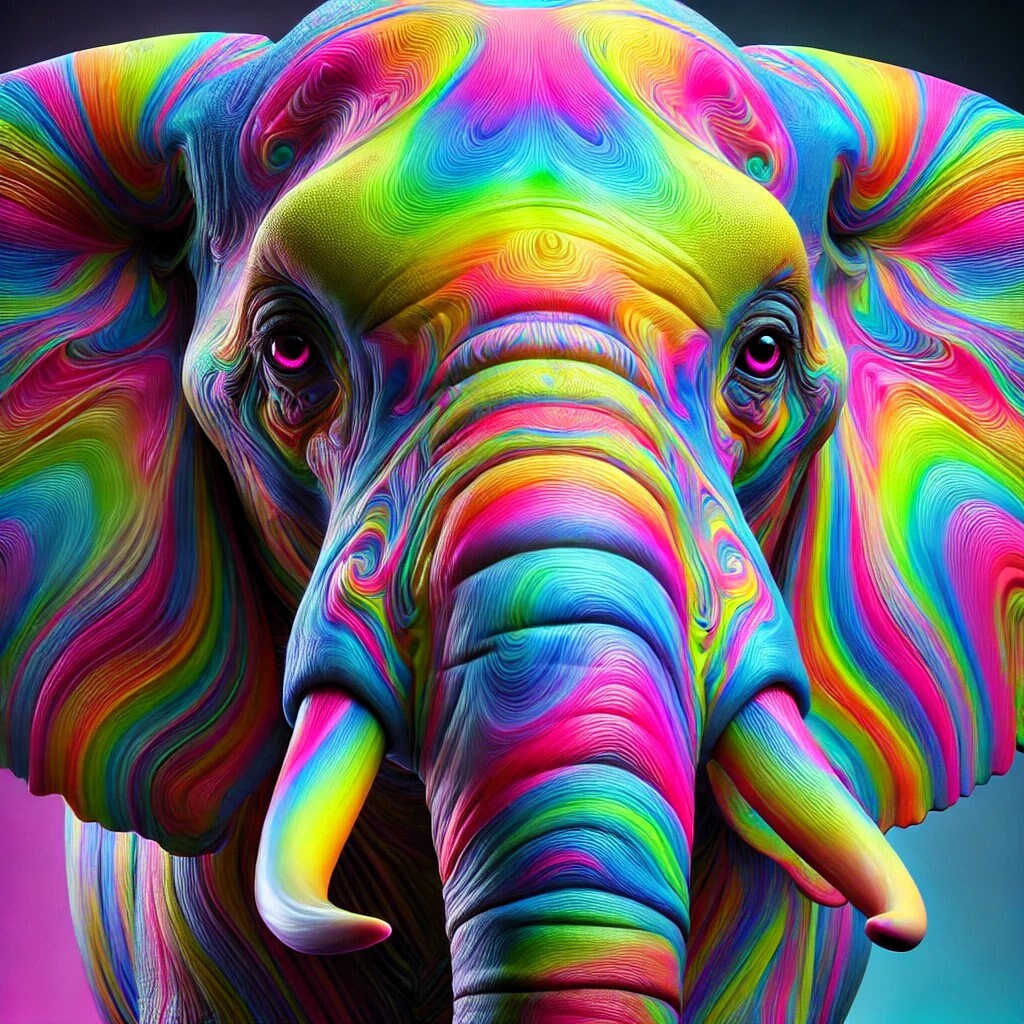 Wildlife Meets Psychedelia: AI Generated Elephant Art Print - Etsy