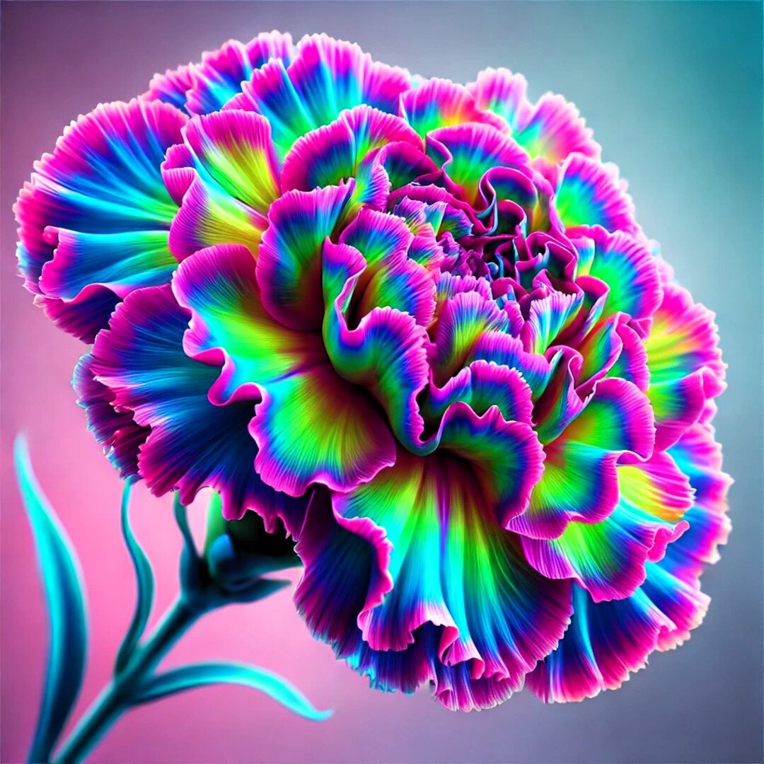 Vibrant Carnation Flower Psychedelic AI Digital Art Print - Etsy