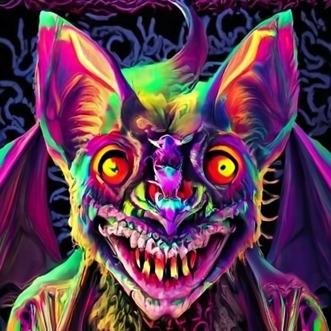 Wildlife Meets Psychedelia: AI Generated Vampire Bat Art Print - Etsy
