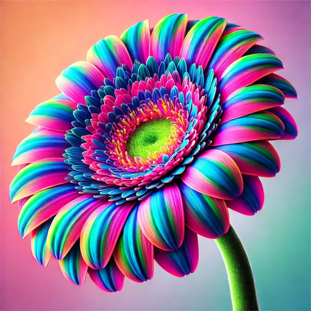 Vibrant Gerbera Daisy Psychedelic AI Digital Art Print - Etsy