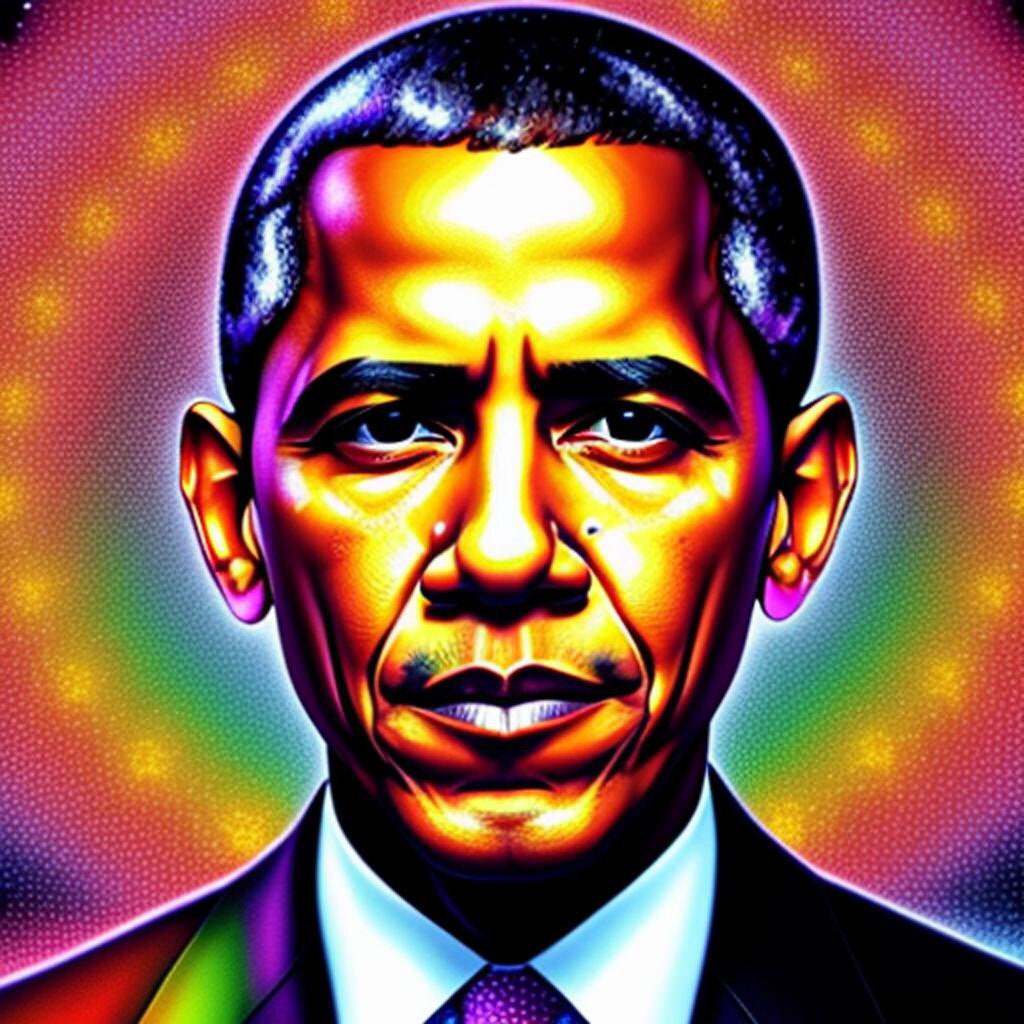 Psychedelic Portrait of Barack Obama AI Generated Digital Art Download ...