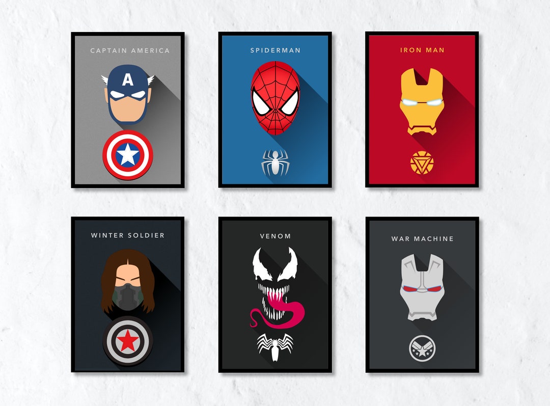 Marvel Superhero Villain Print Set of 6 or 3: Iron Man, Spiderman ...