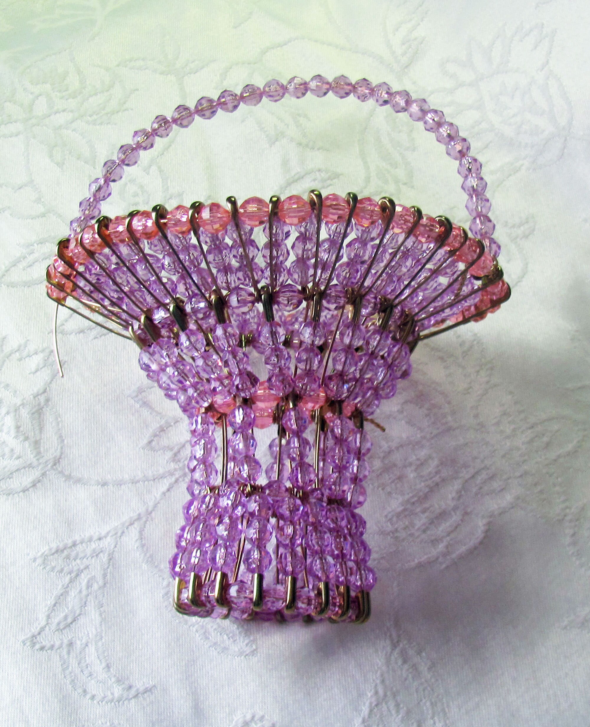 Pattern Beaded Safety Pin Basket - Etsy