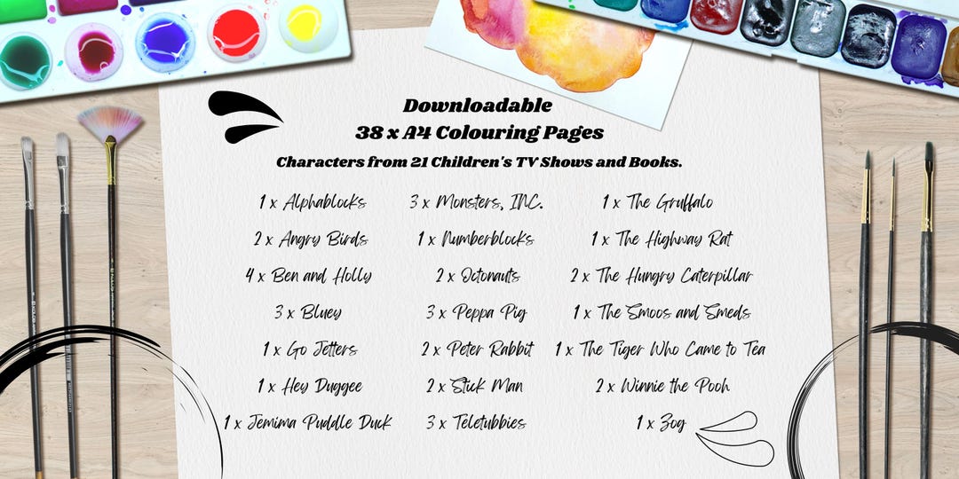 38 Downloadable A4 Colouring Pages - Children's Characters - Etsy
