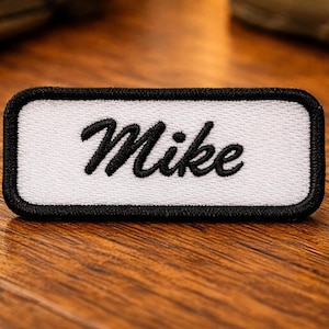 CURSIVE Rectangle Name Patch! Any Color of Name and Border Custom Made ...