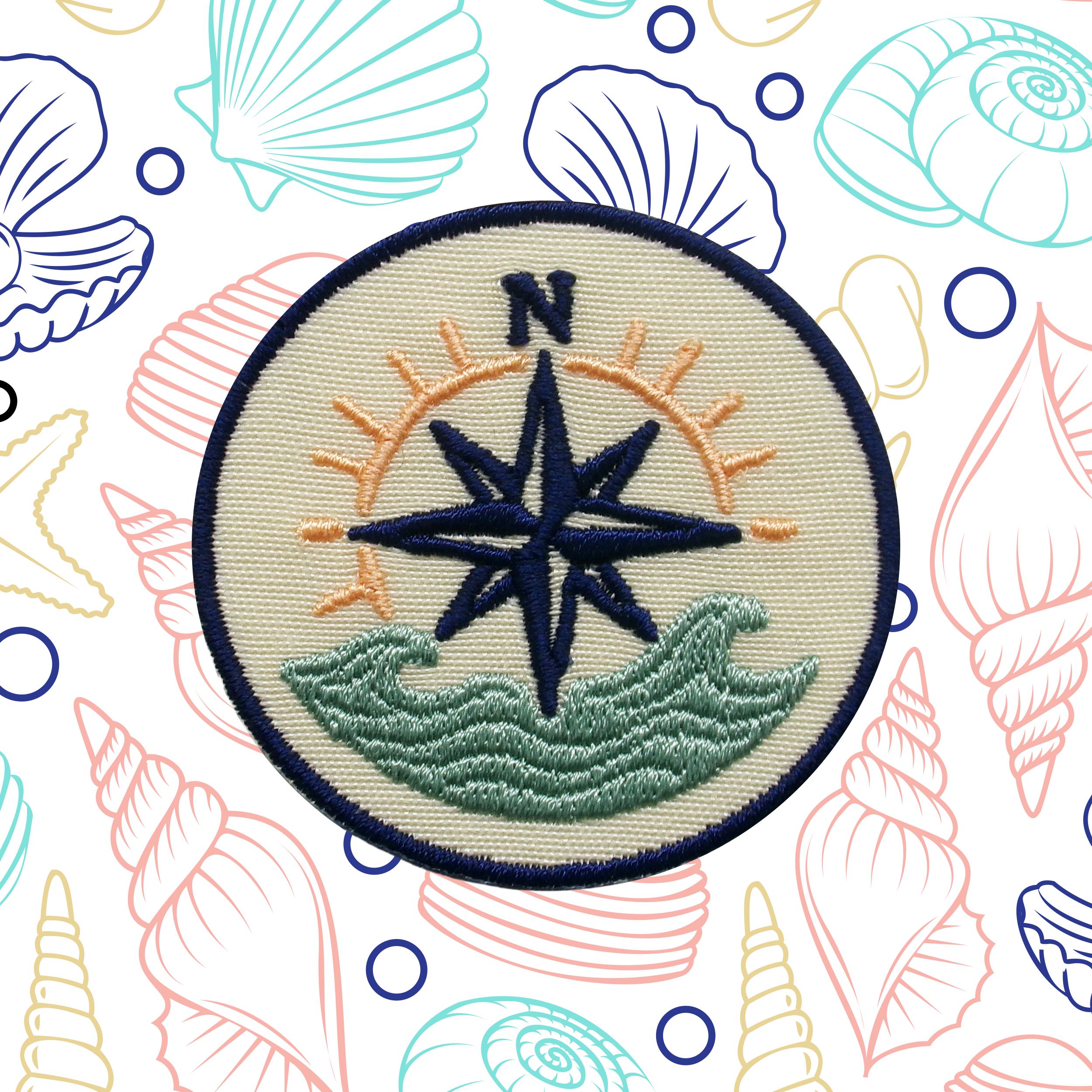 Compass Rose W/ocean Waves/iron-on Patch/beach Vibe & Fun Vacation Gift ...