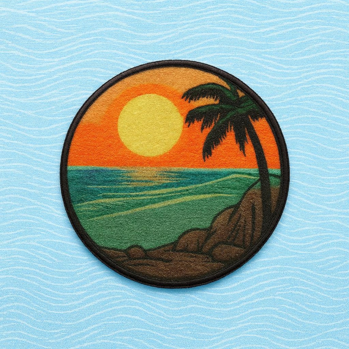 Sunrise Over the Beach Patch/iron-on Patch/travel Souvenir, Ocean Wave ...