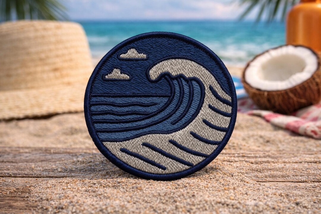 Ocean Wave Patch/simple Beach Gift/iron-on Patch/coconut Girl & Fun ...