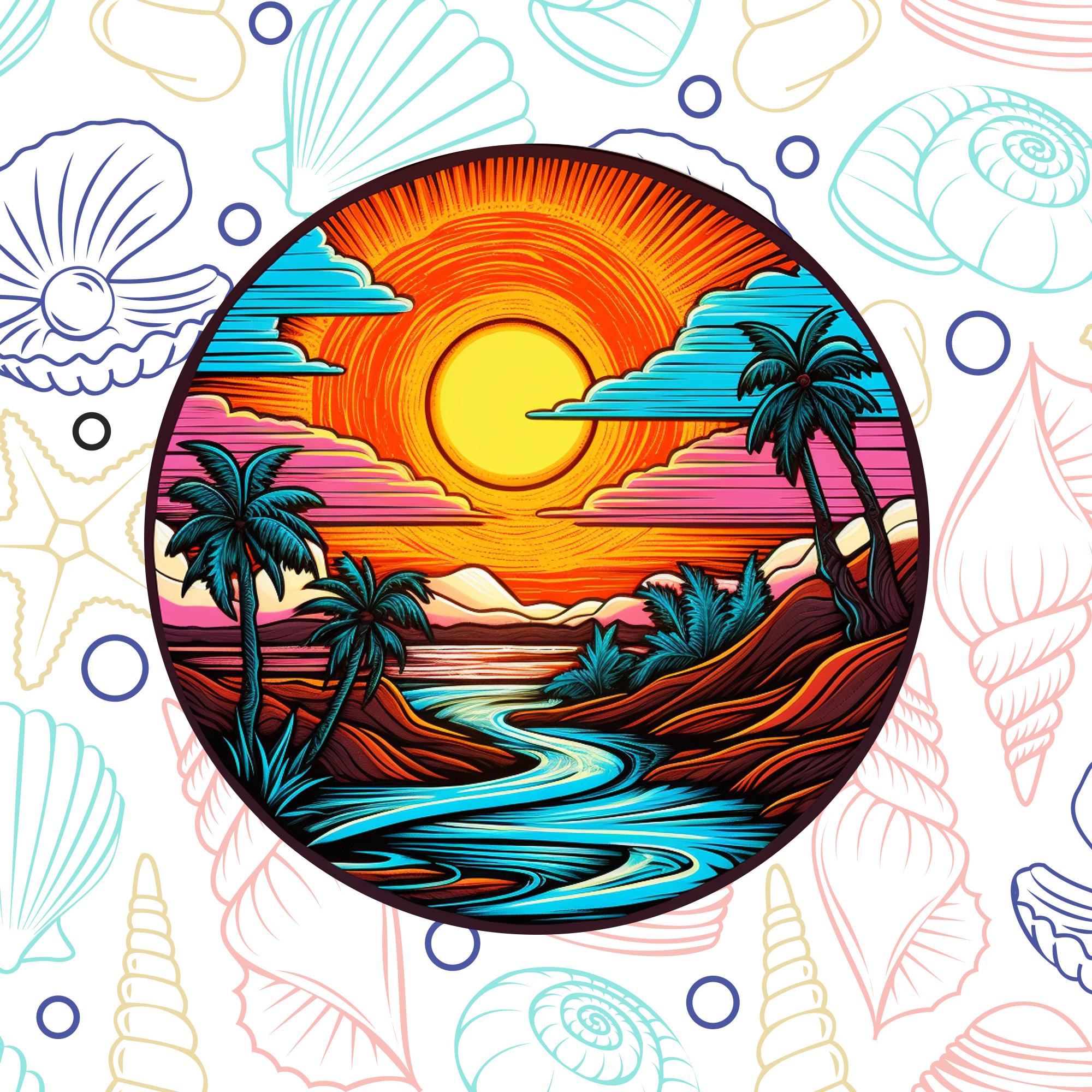 Beach Sunset Sticker Decal, Window Bumper Vehicle Waterproof Vinyl ...