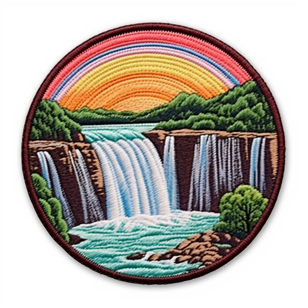 Rainbow Waterfall Patch Iron-on/sew-on Applique Vest Jacket Denim ...