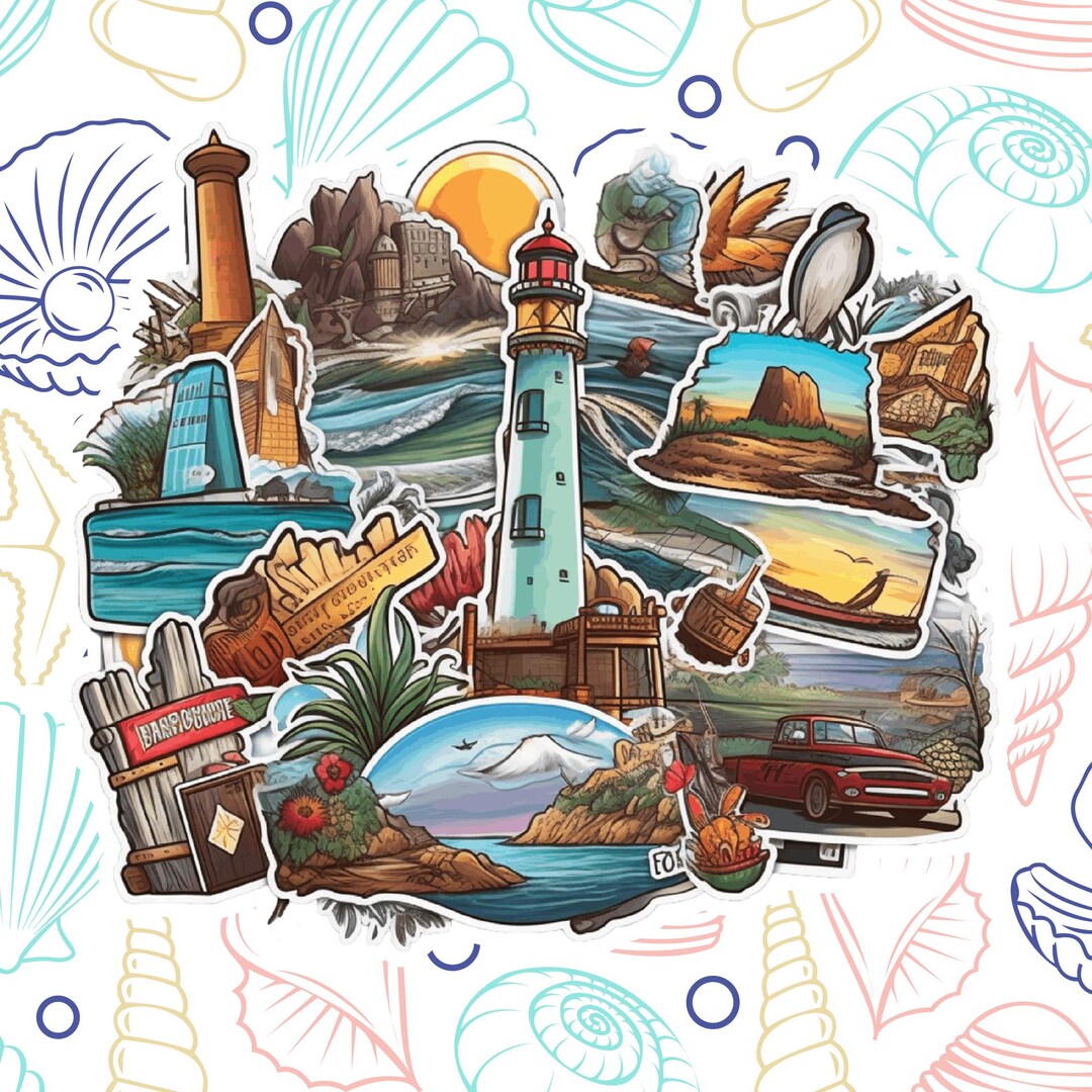 Beaches of America Sticker, Waterproof Vinyl Beach Lover Sticker, Ocean ...
