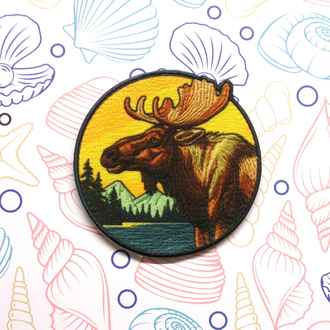 Moose Patch Iron-on/sew-on Applique for Vest Jacket Clothing, Wild ...