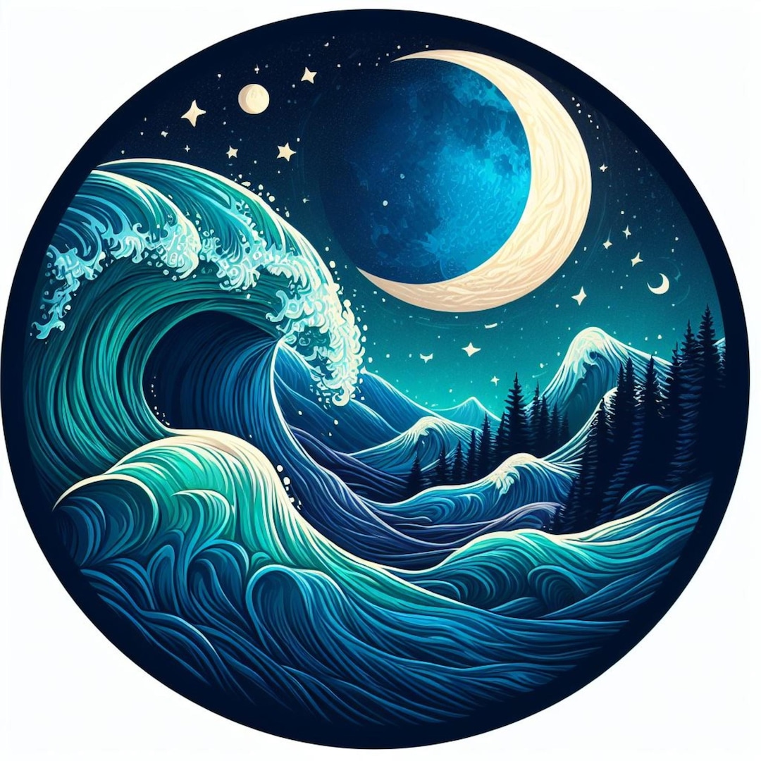 Ocean Waves Sticker Decal, Window Bumper Car Waterproof Vinyl Sticker ...