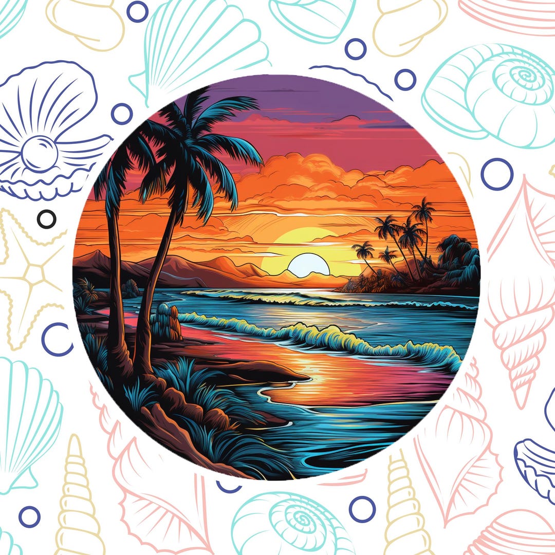 Beach Sunset Sticker Decal, Window Bumper Vehicle Waterproof Vinyl ...