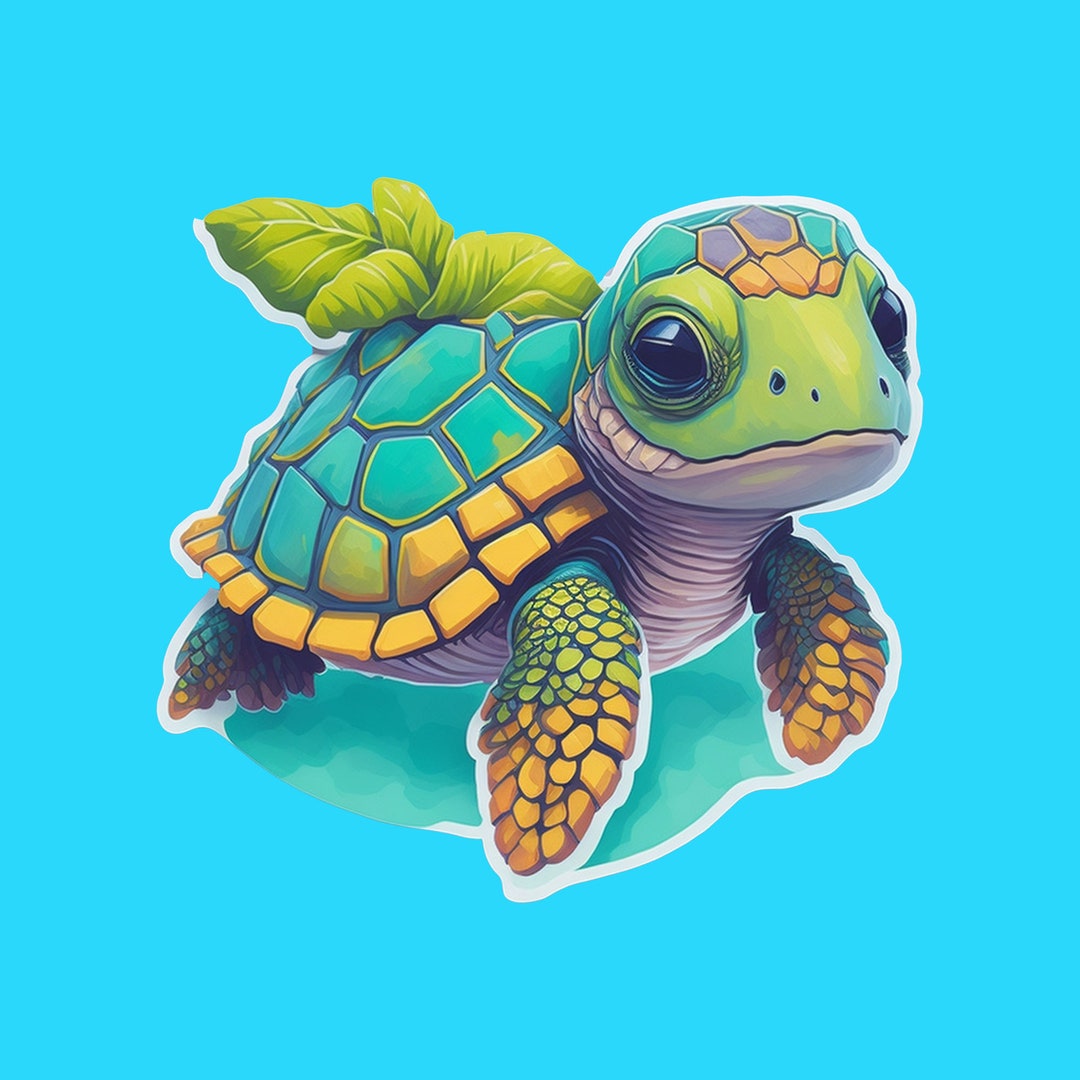 Cute Sea Turtle Sticker Decal, Waterproof Vinyl Beach Animal Sticker ...