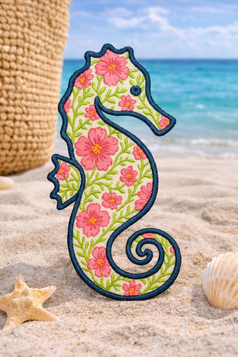 Preppy Seahorse Patch/iron-on Patch/beach Vibe/coconut Girl Fun ...