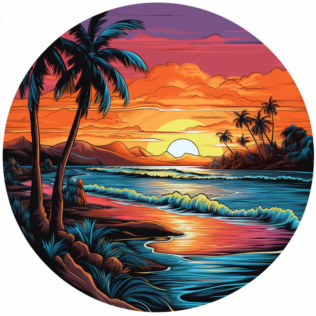 Beach Sunset Sticker Decal, Window Bumper Vehicle Waterproof Vinyl ...