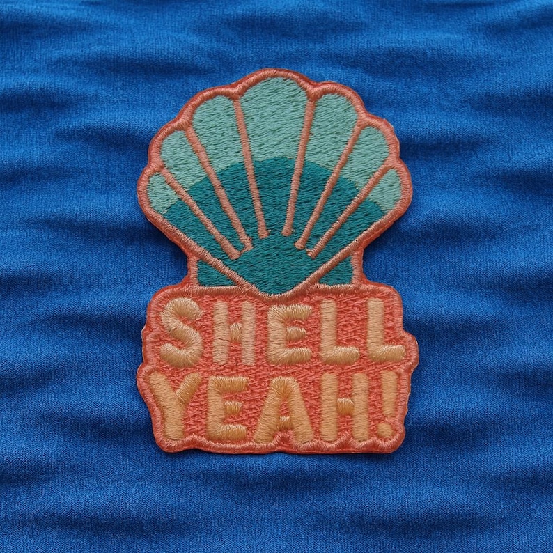 Shell Yeah! Patch/pastel Seashell W/bubble Letters/iron-on Patch ...