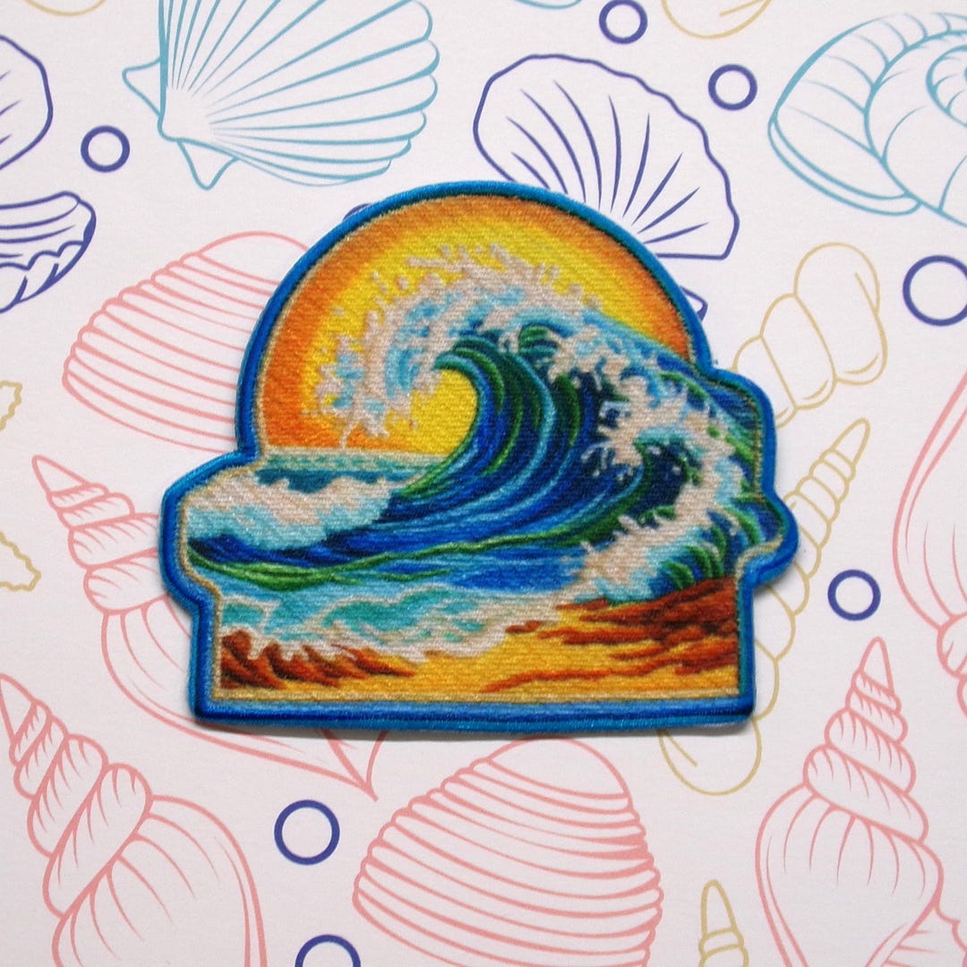 Ocean Waves Patch Iron-on/sew-on Custom Applique for Vest Jacket Denim ...