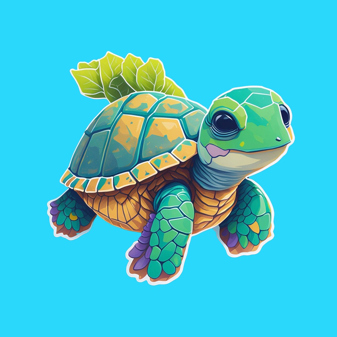 Cute Sea Turtle Sticker Decal, Waterproof Vinyl Beach Animal Sticker ...