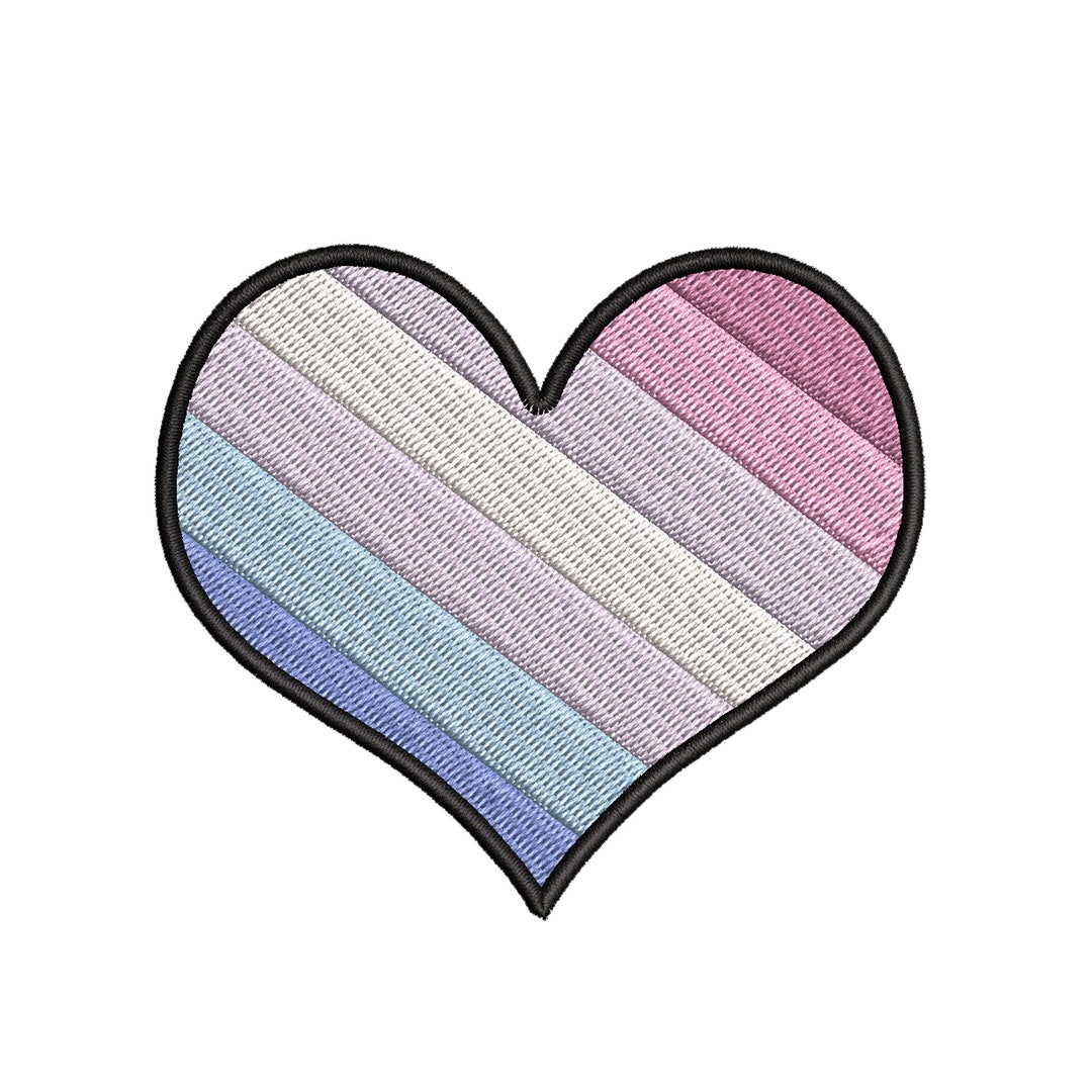 Bigender Heart Patch Iron-on/sew-on 3.5 Patch Embroidery Sewing DIY ...