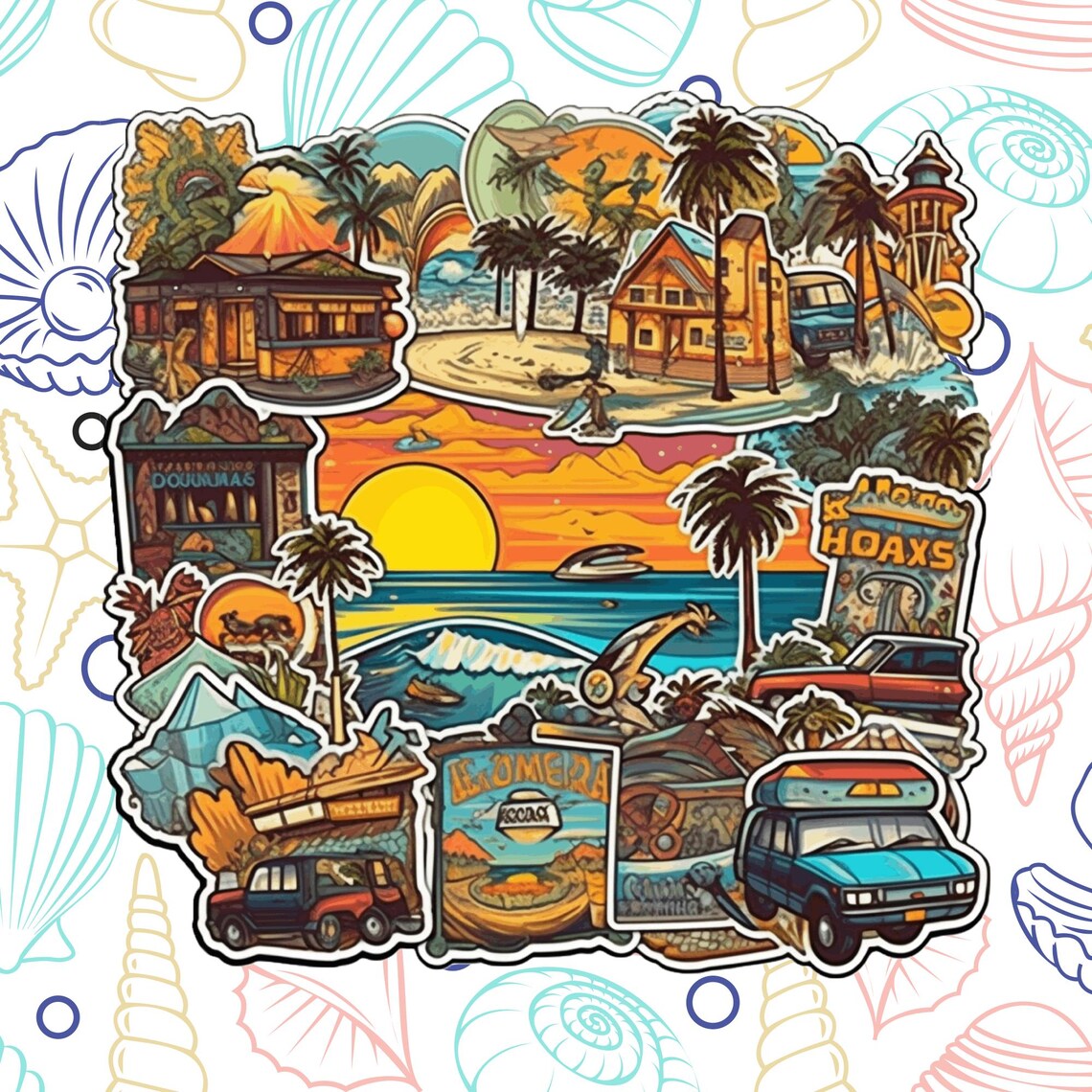 Beaches of America Sticker, Waterproof Vinyl Beach Lover Sticker, Ocean ...