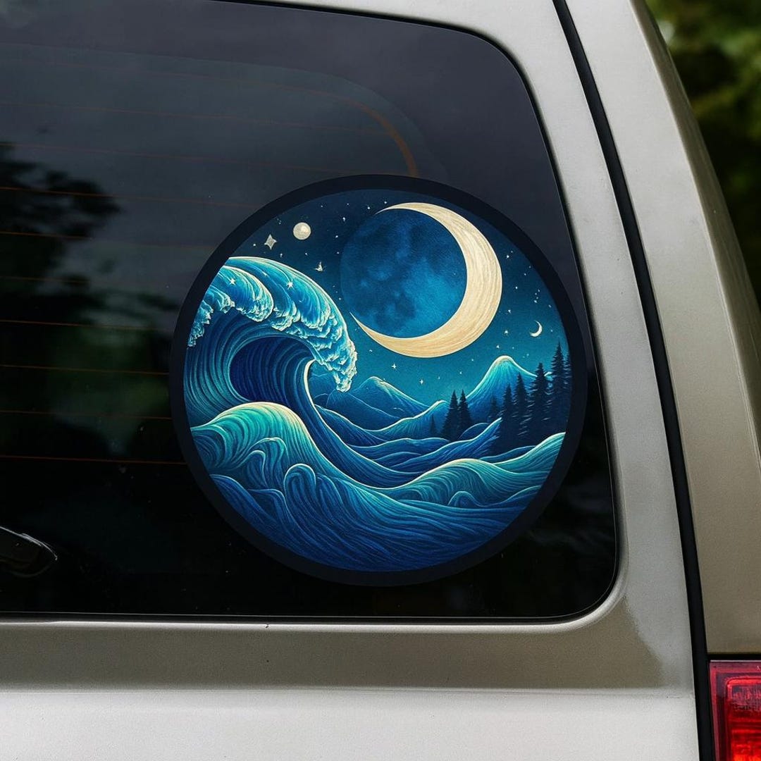 Ocean Waves Sticker Decal, Window Bumper Car Waterproof Vinyl Sticker ...