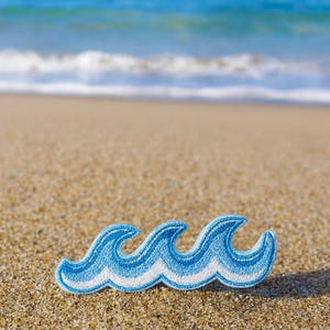 Wave Patch - Simple Beach - Ocean - Embroidered Iron on Patches Custom ...