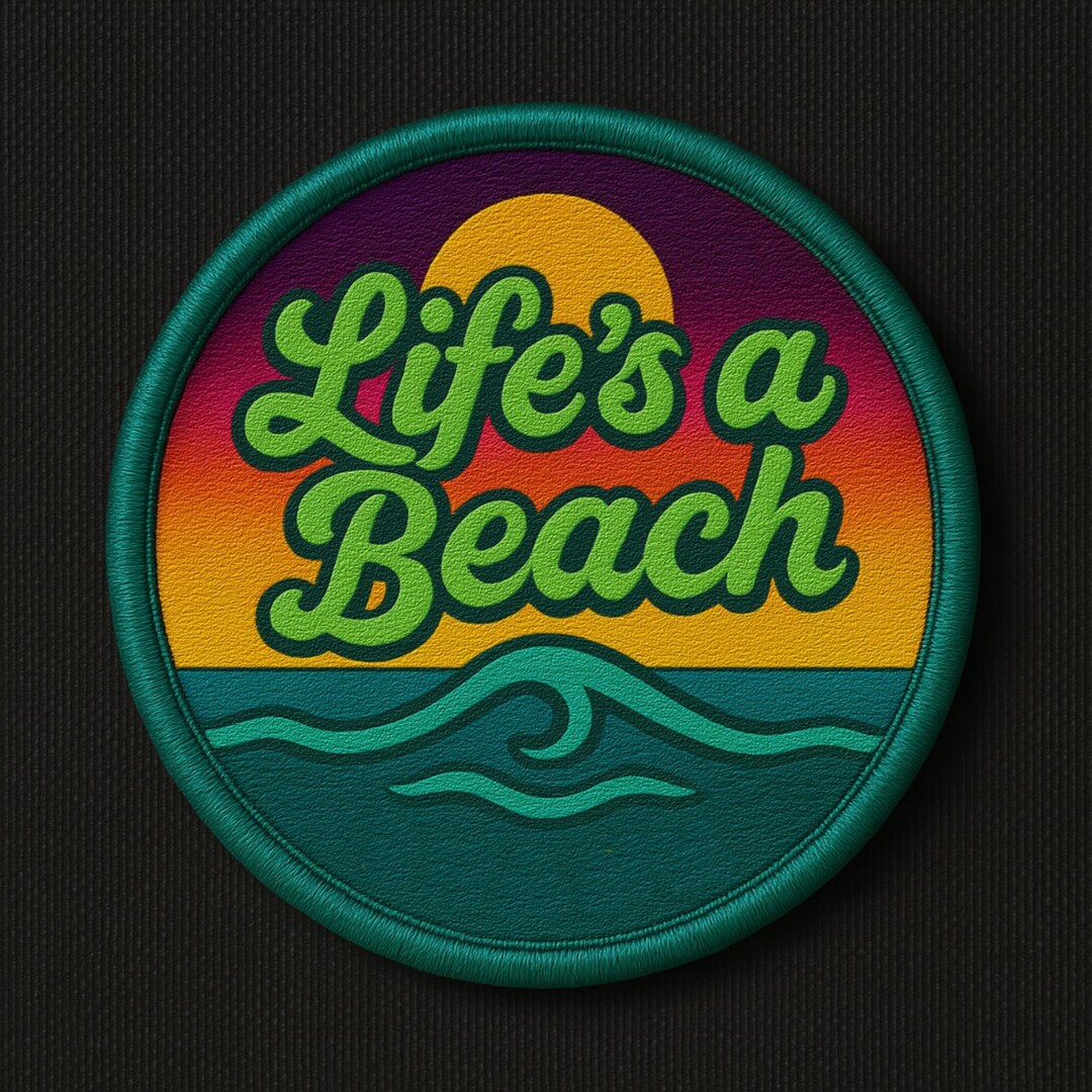 Iron-on Life's A Beach Patch/ocean Wave Patch/sew-on Applique for Tote ...