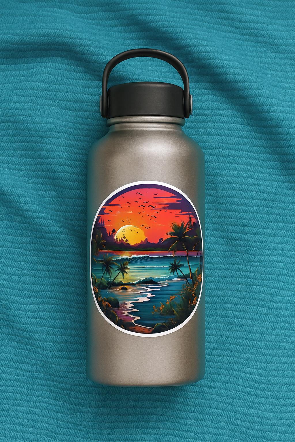 Beach Sunset Sticker Decal, Window Bumper Vehicle Waterproof Vinyl ...