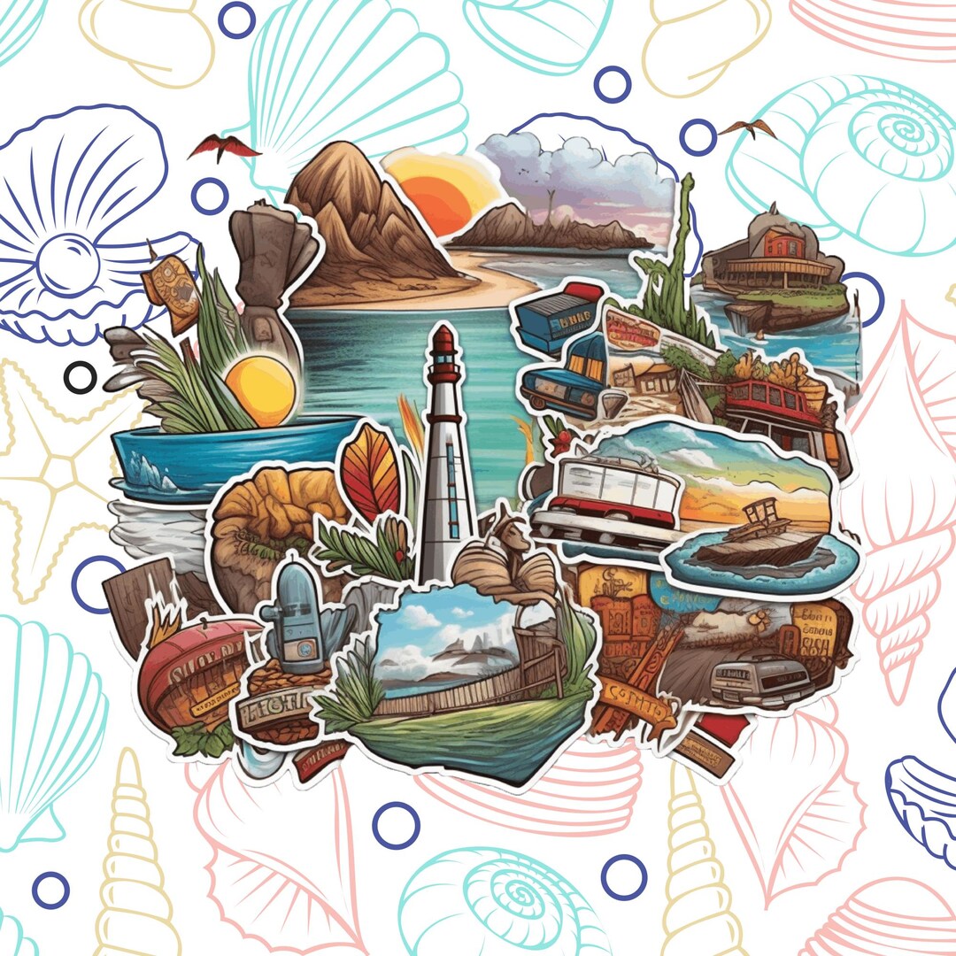 Beaches of America Sticker, Waterproof Vinyl Beach Lover Sticker, Ocean ...