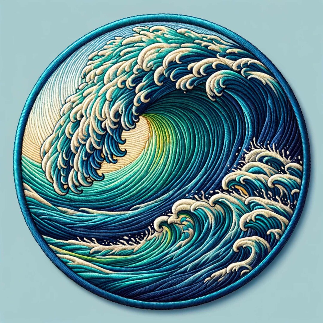 Ocean Waves Patch Iron-on/sew-on Custom Applique Vest Jacket Denim ...