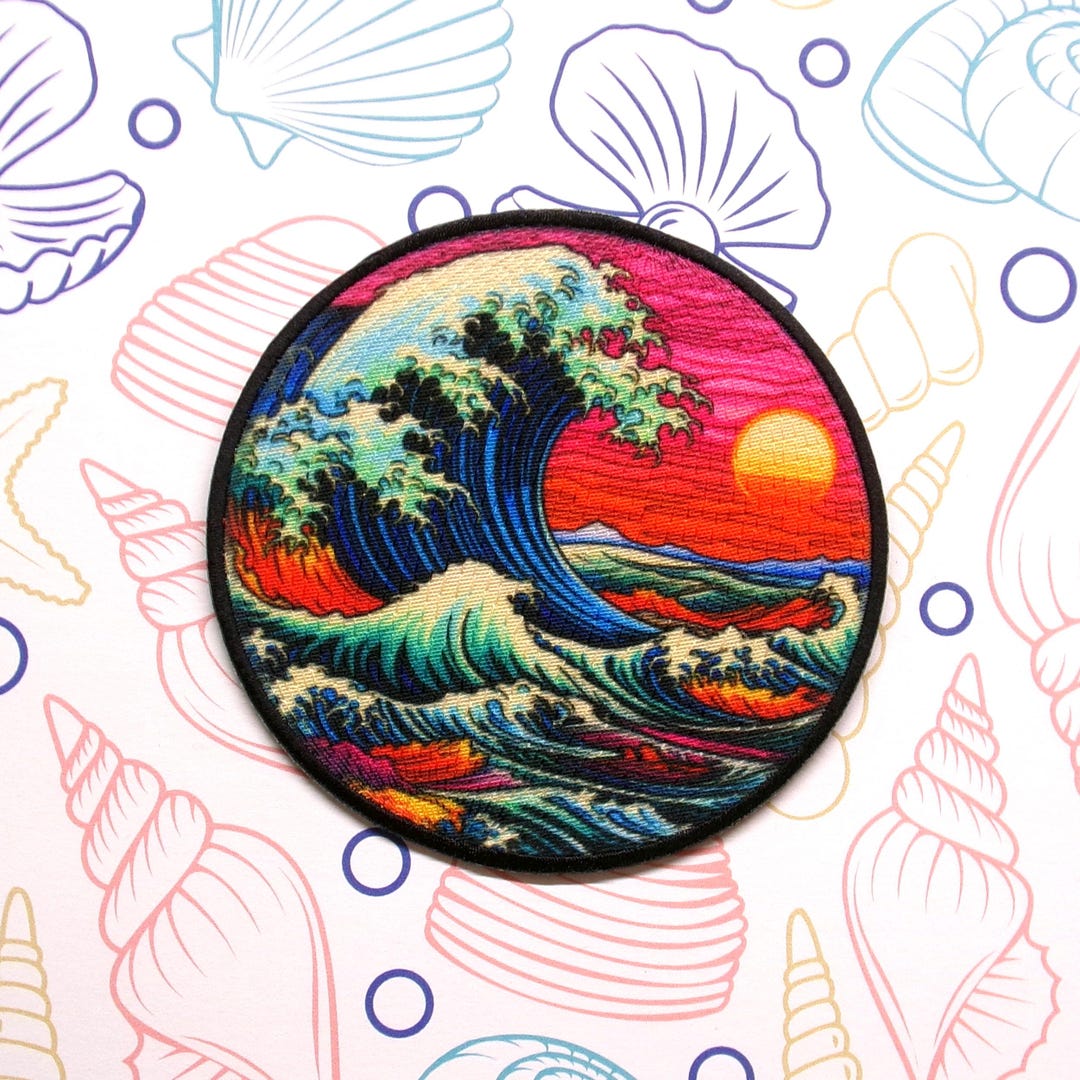 Retro Ocean Wave Patch Iron-on/sew-on Applique for Vest, Jacket ...